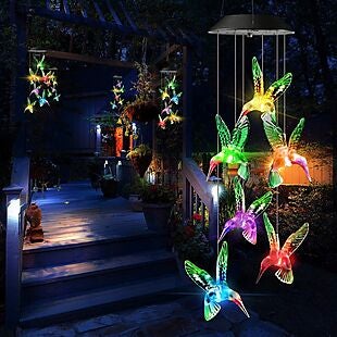 Solar LED Hummingbird Wind Chime $12