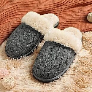 Women's Cable-Knit Slippers $12