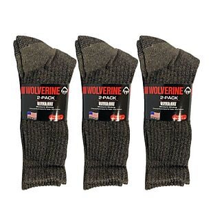 6pk Wolverine Ultra-Dri Boot Socks $15