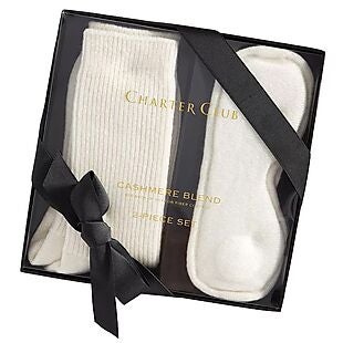 Boxed Cashmere Sleep Mask + Socks Set $26